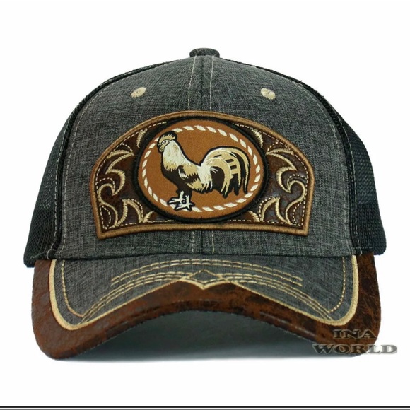 Accessories | Mexican Hat Western Style Rooster Embroidered Trucker ...